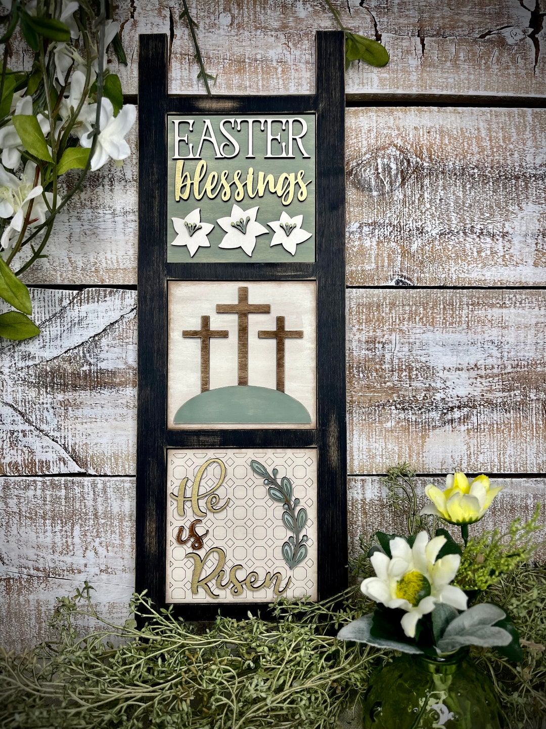 Religious Easter Leaning Ladder Inserts, Easter Blessings, He is Risen ...