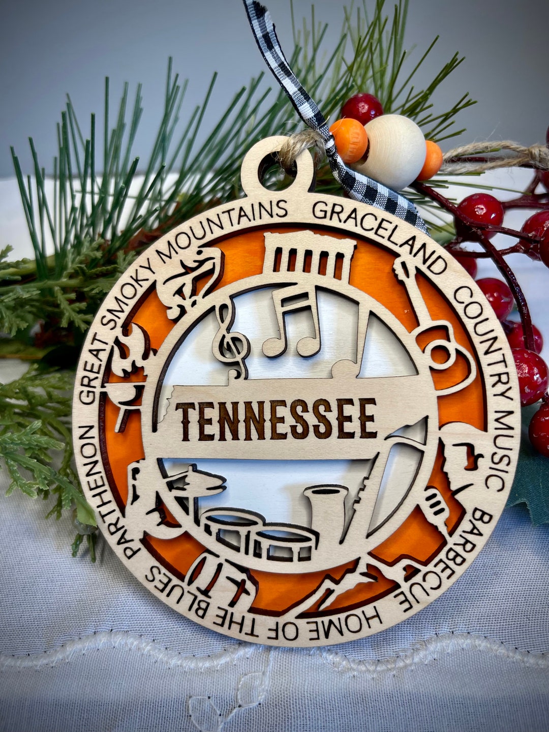 Tennessee Laser Cut and Engraved Layered Ornament Smoky - Etsy