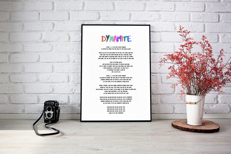 BTS Dynamite Lyrics, Wall Art Framed Bts, Instant Download, Printable ...