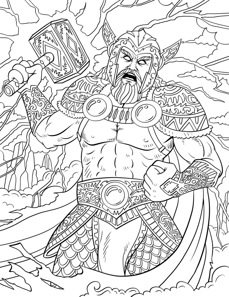 Viking Colouring Pages. Norse Mythology Vikings Gods and - Etsy Australia