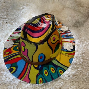 Psychedelic, Hand-painted, Fedora, Colorful Hat - Etsy