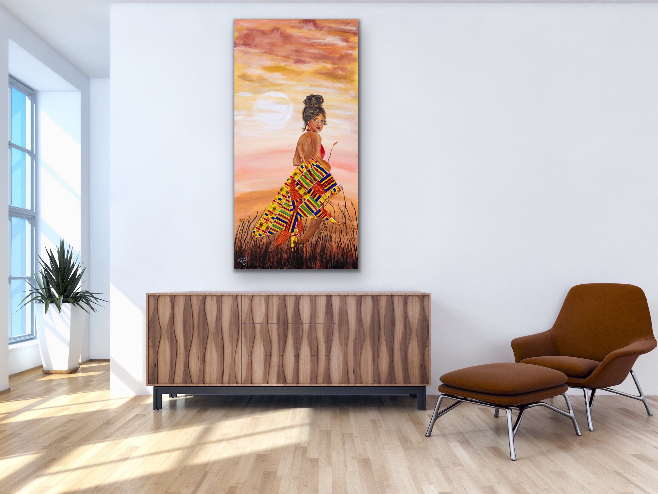 Original Abstract African American Painting, Sunset Prints, Woman in ...