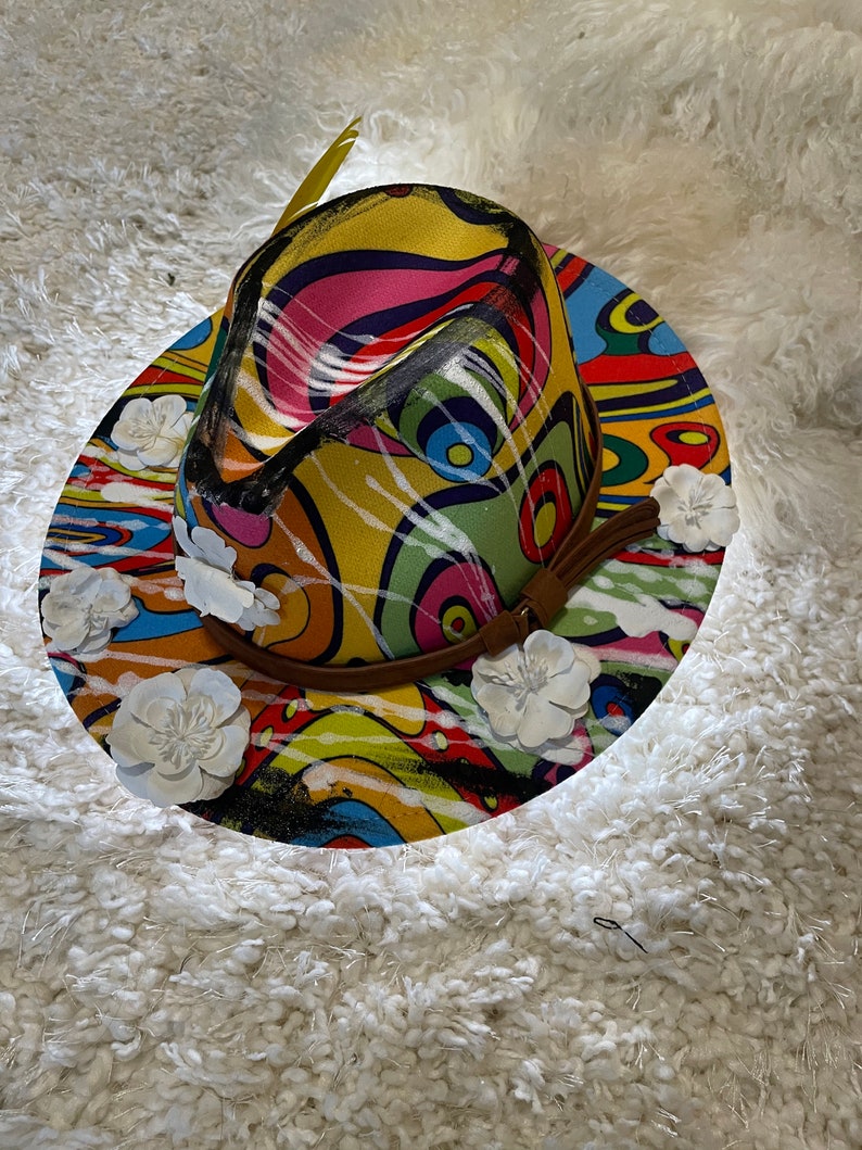 Psychedelic, Hand-painted, Fedora, Colorful Hat - Etsy