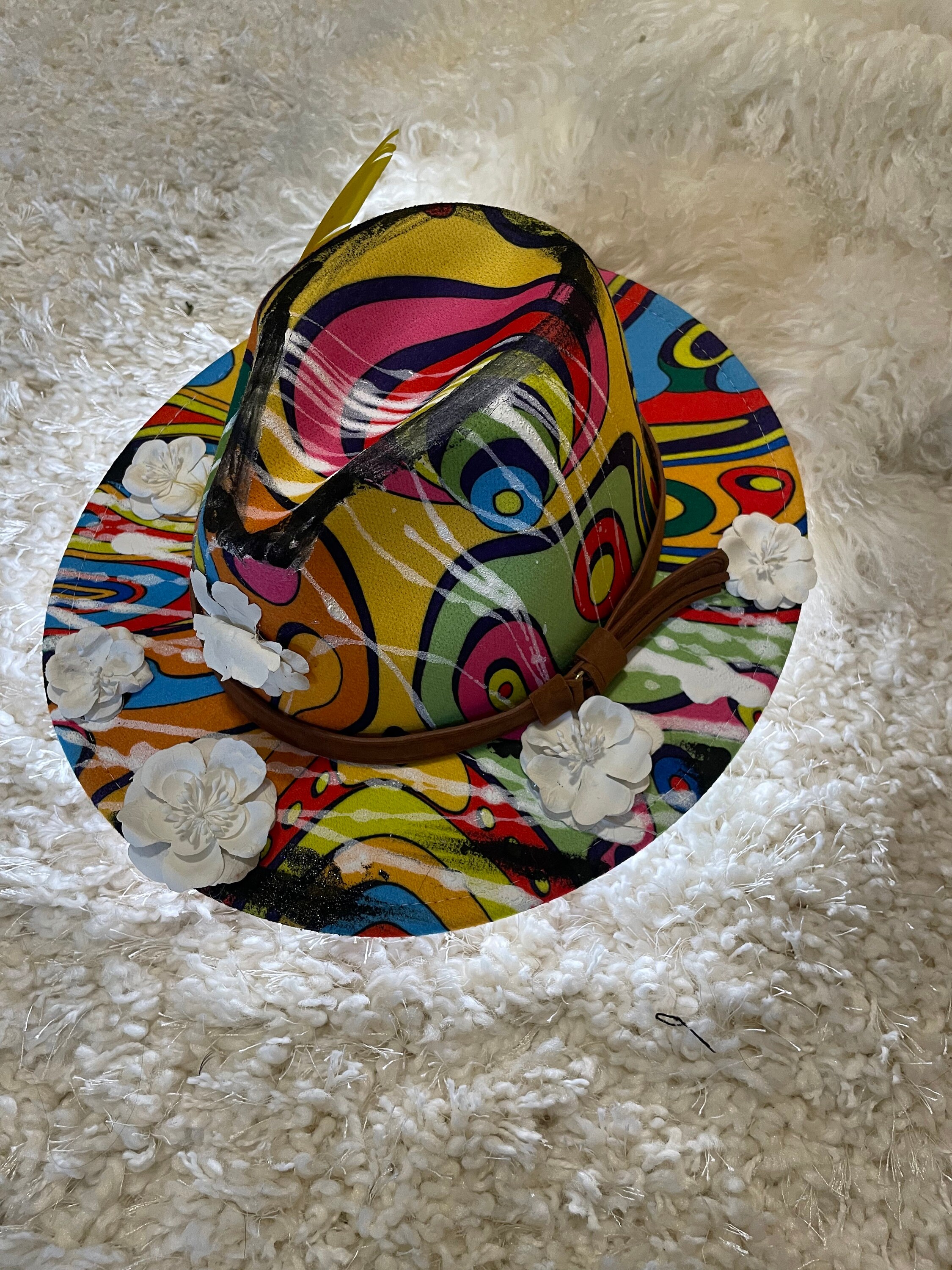 Psychedelic, Hand-painted, Fedora, Colorful Hat - Etsy