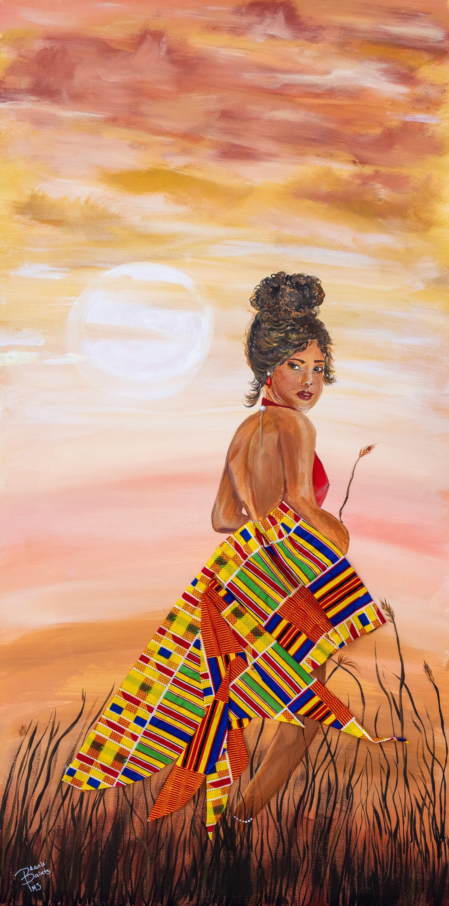 Original Abstract African American Painting, Sunset Prints, Woman in ...