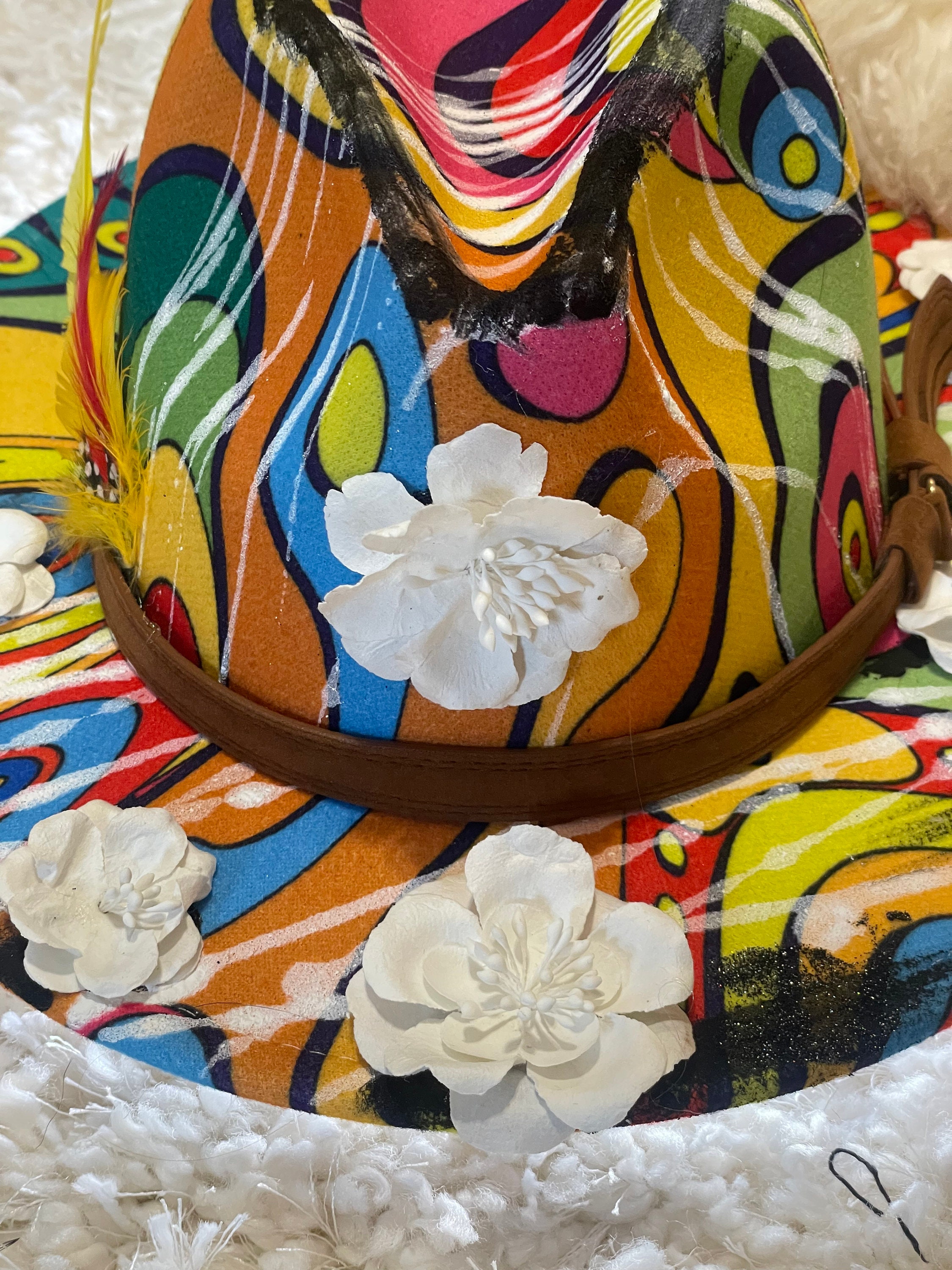 Psychedelic, Hand-painted, Fedora, Colorful Hat - Etsy