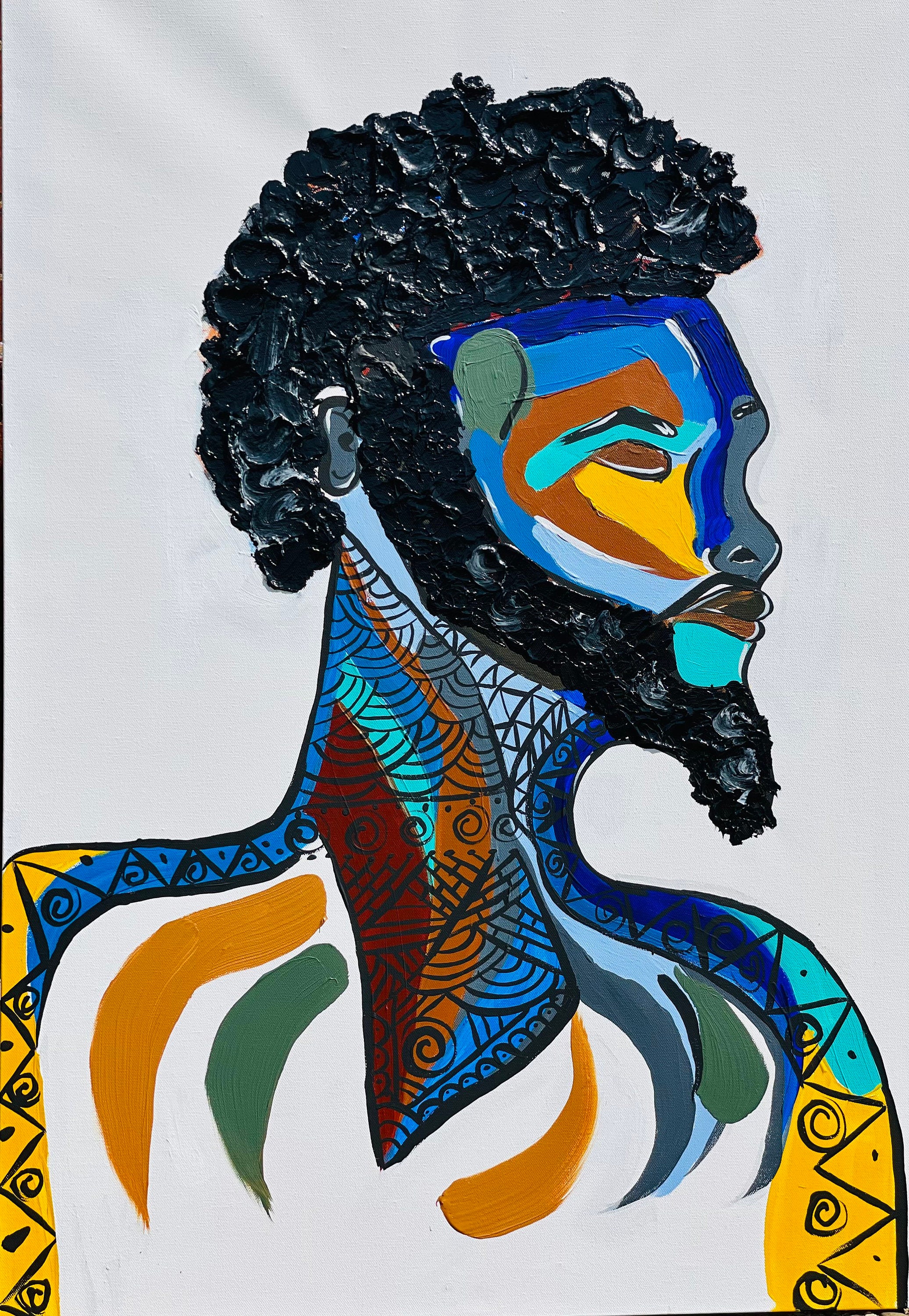 African-American male abstract textured painting. David | Etsy
