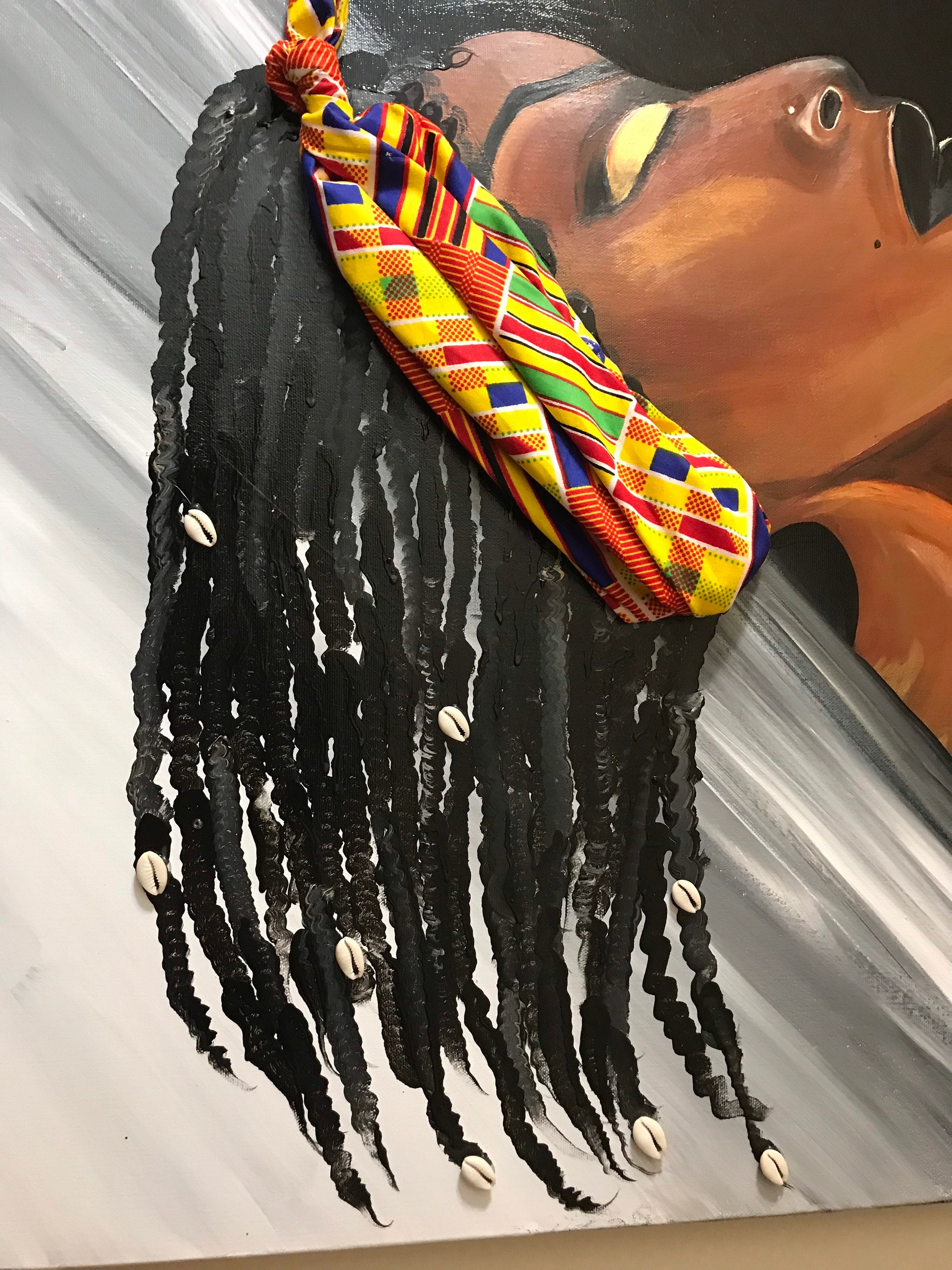 Cowrie Shells Painting Kente Cloth Painting Woman of Color - Etsy