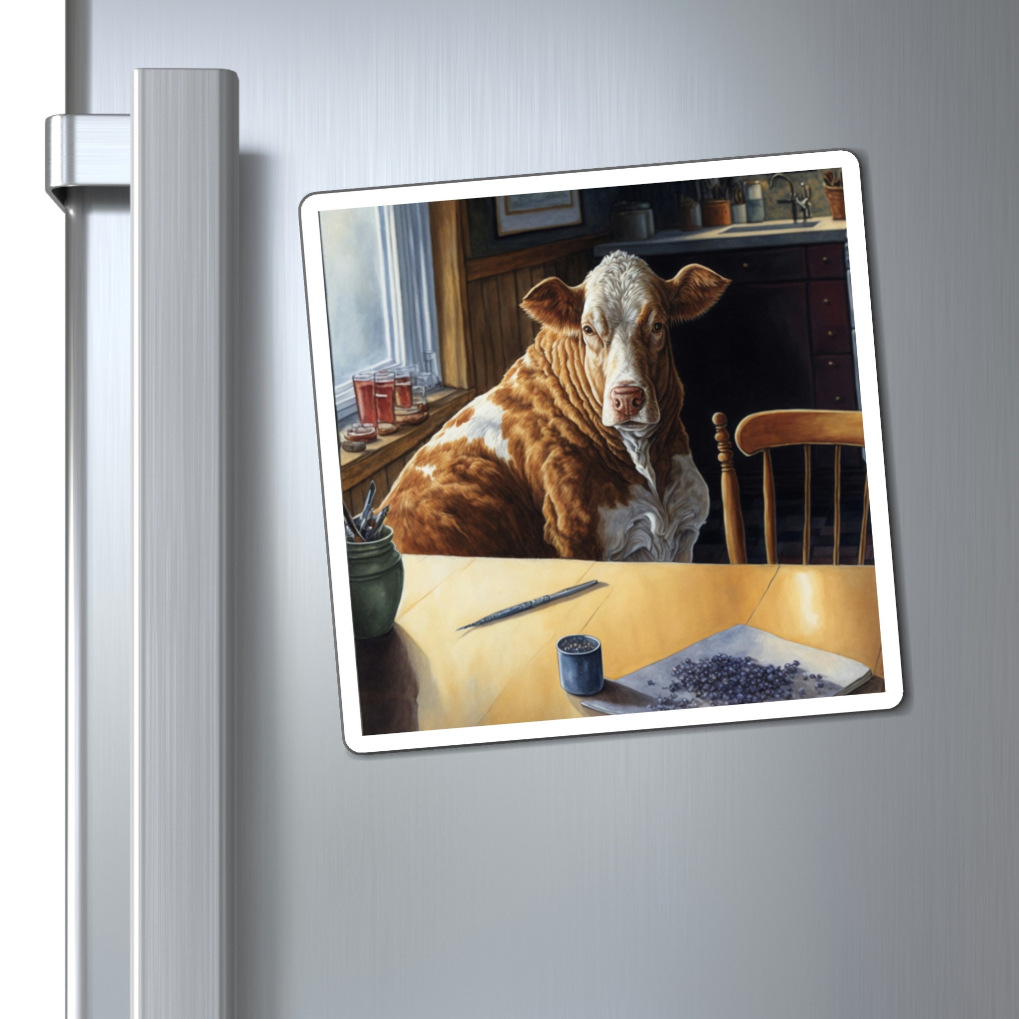 Cow Magnet | Funny Cow Magnet | Cow in the Kitchen Magnet | Bovine ...