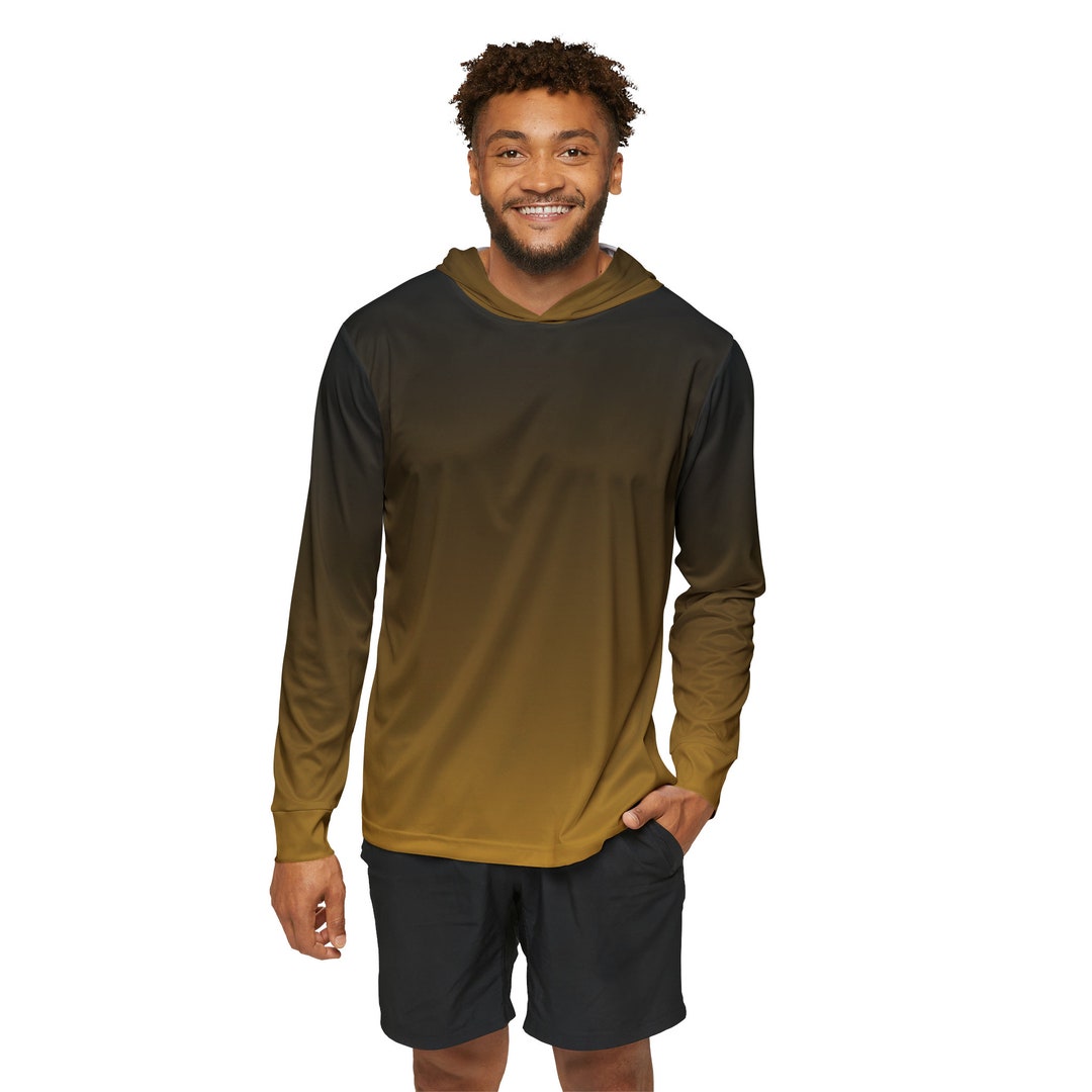Sports Warmup Hoodie, Black Gold Athletic Pullover, Workout Shirt, Gym ...