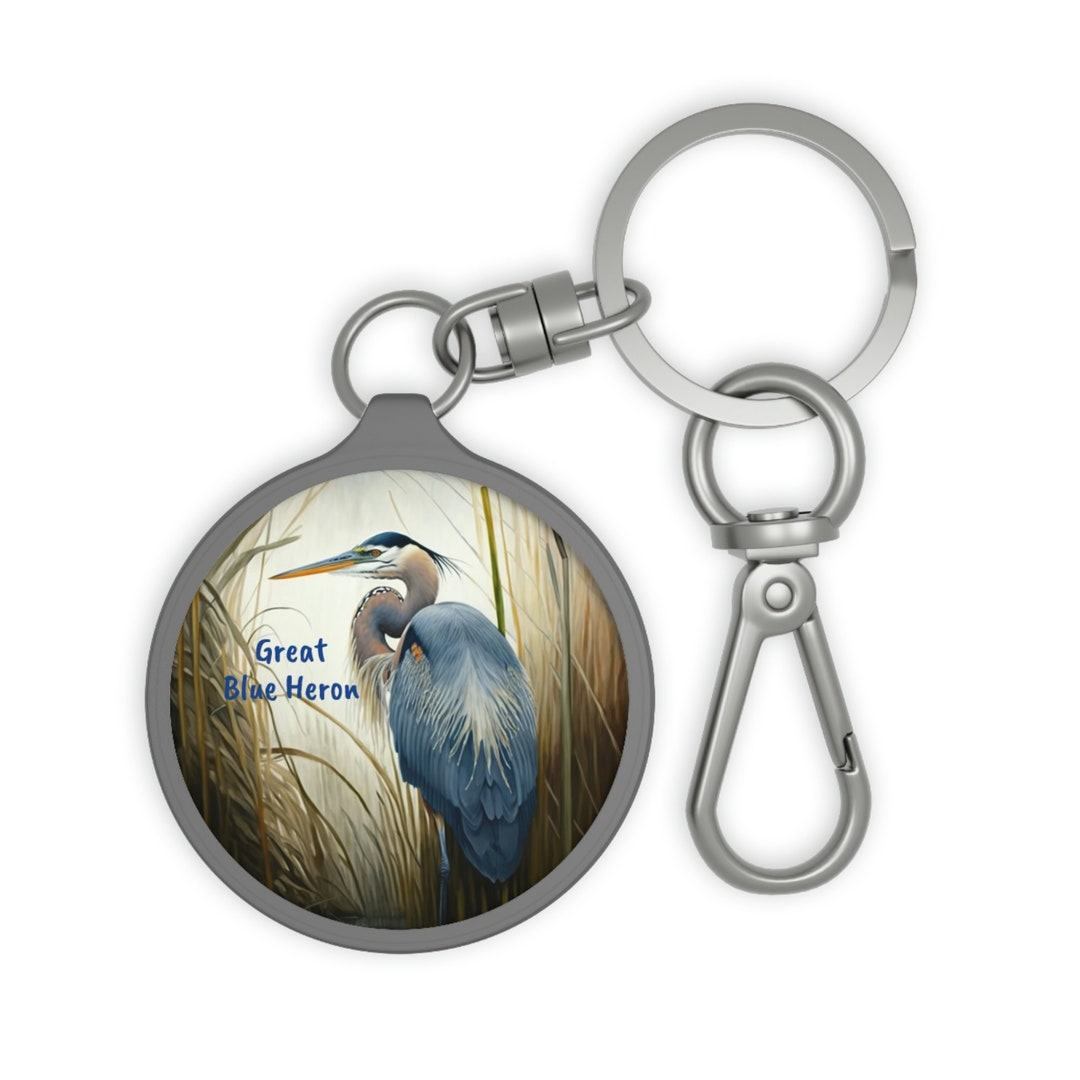 Great Blue Heron Keyring Tag Beach Life Nature Lover Bird Nerd Camping ...