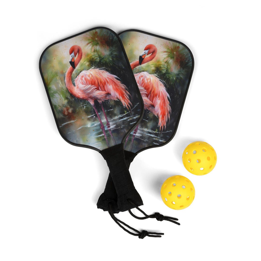 Flamingo Pickleball Paddle Set: Tropical Wood Racket Bundle - Etsy