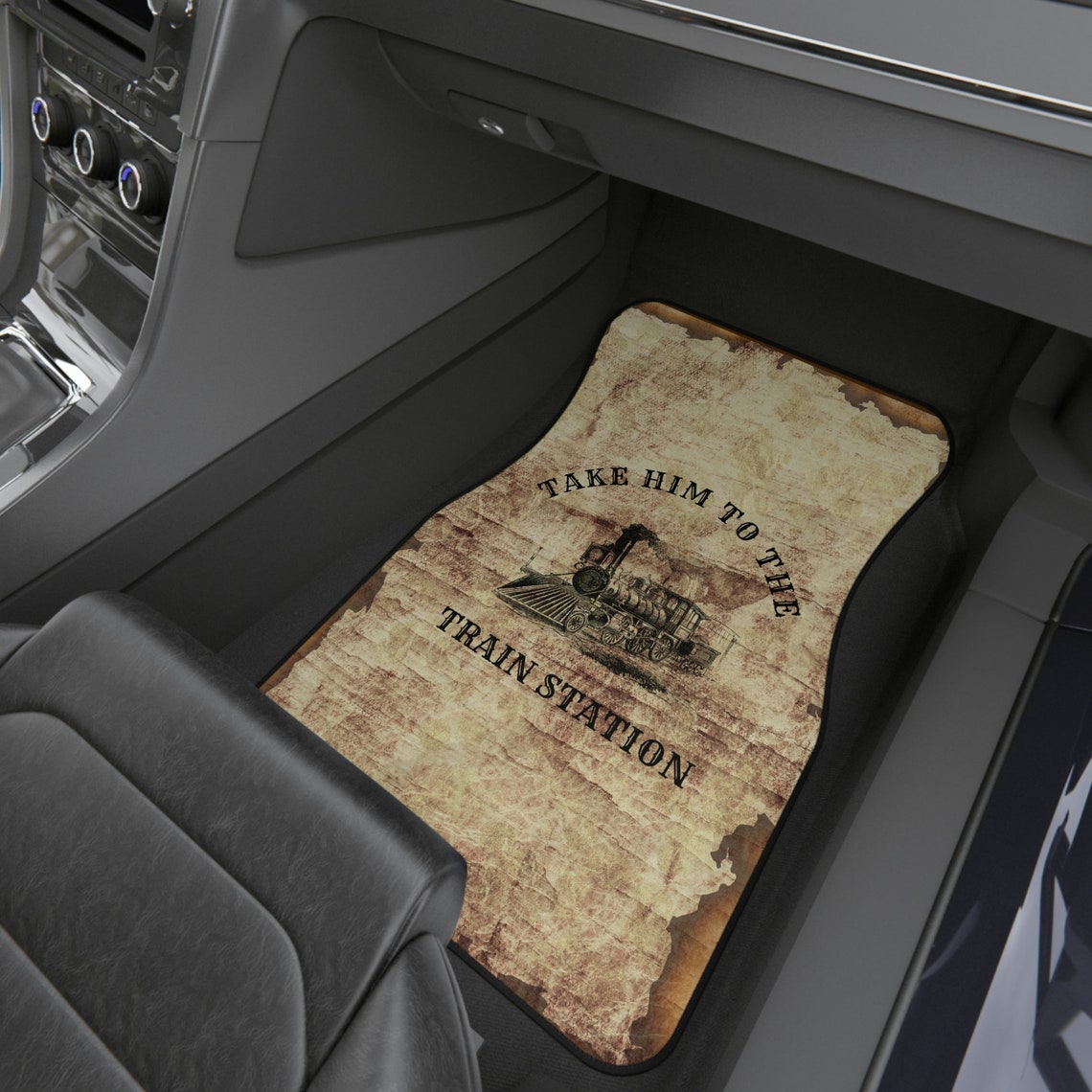 Take Him to the Train Station Car Mats 2-pack | Front Car Mats | Train ...