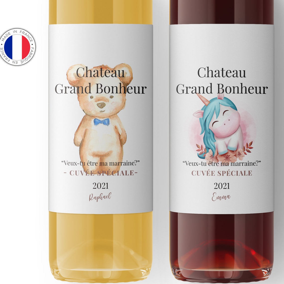 Demande parrain marraine.Etiquette bouteille de vin parrain | Etsy