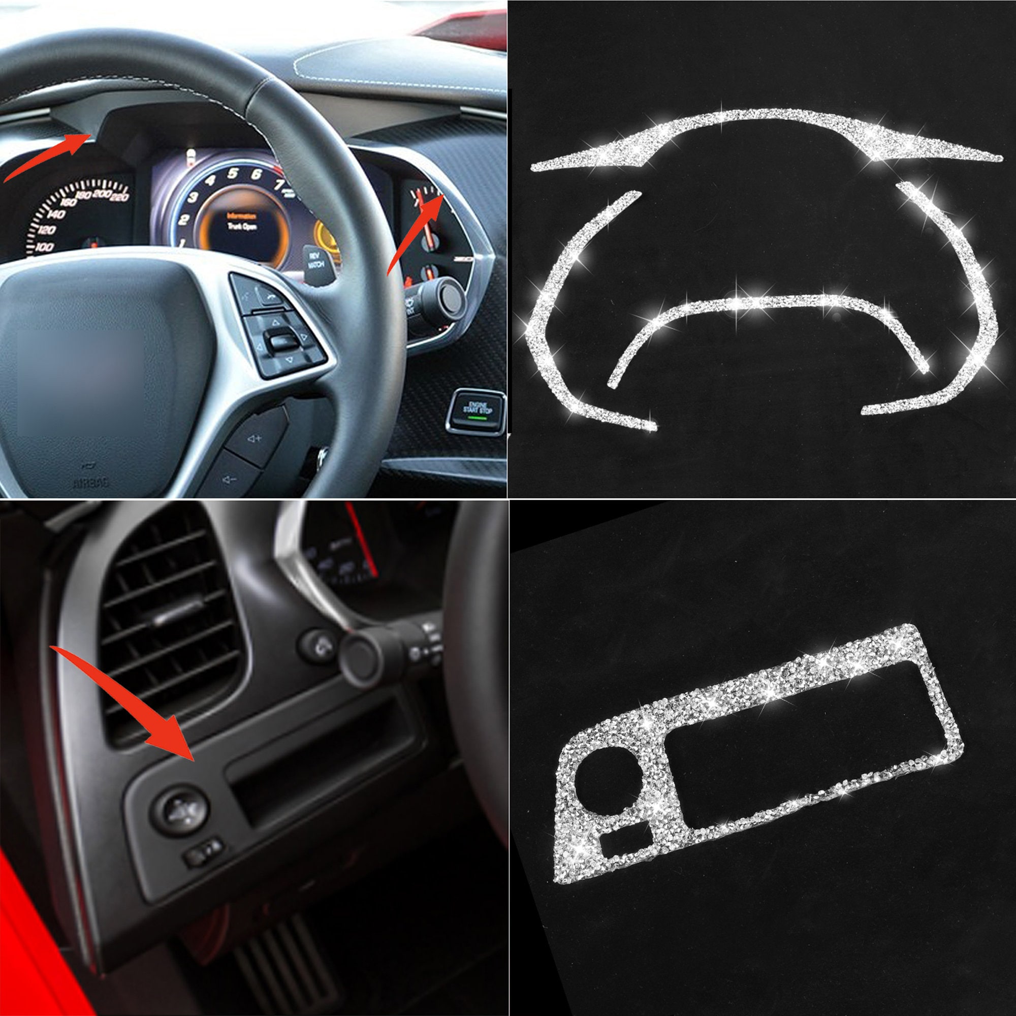 Car Diamond Decal for 2014-2019 Chevrolet Corvette C7 Rhinestone ...