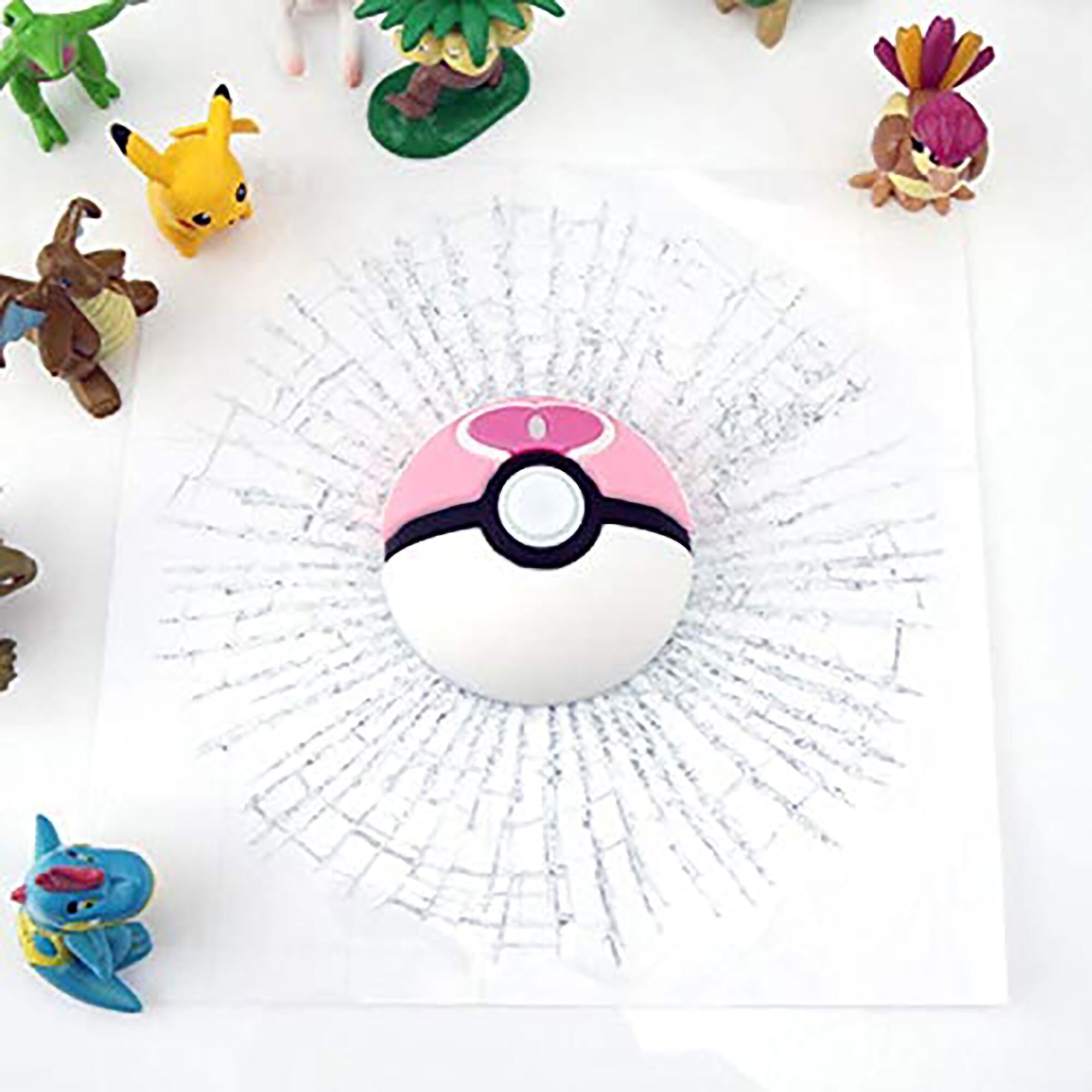 Auto Styling Pokeball Car Net Ball Baseball Broken Hits Glass Funny 3D ...
