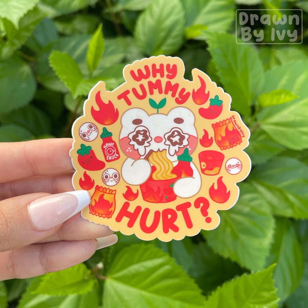 Spicy Food Why Tummy Hurt Cute Vinyl Stickers | Funny Spicy Food ...