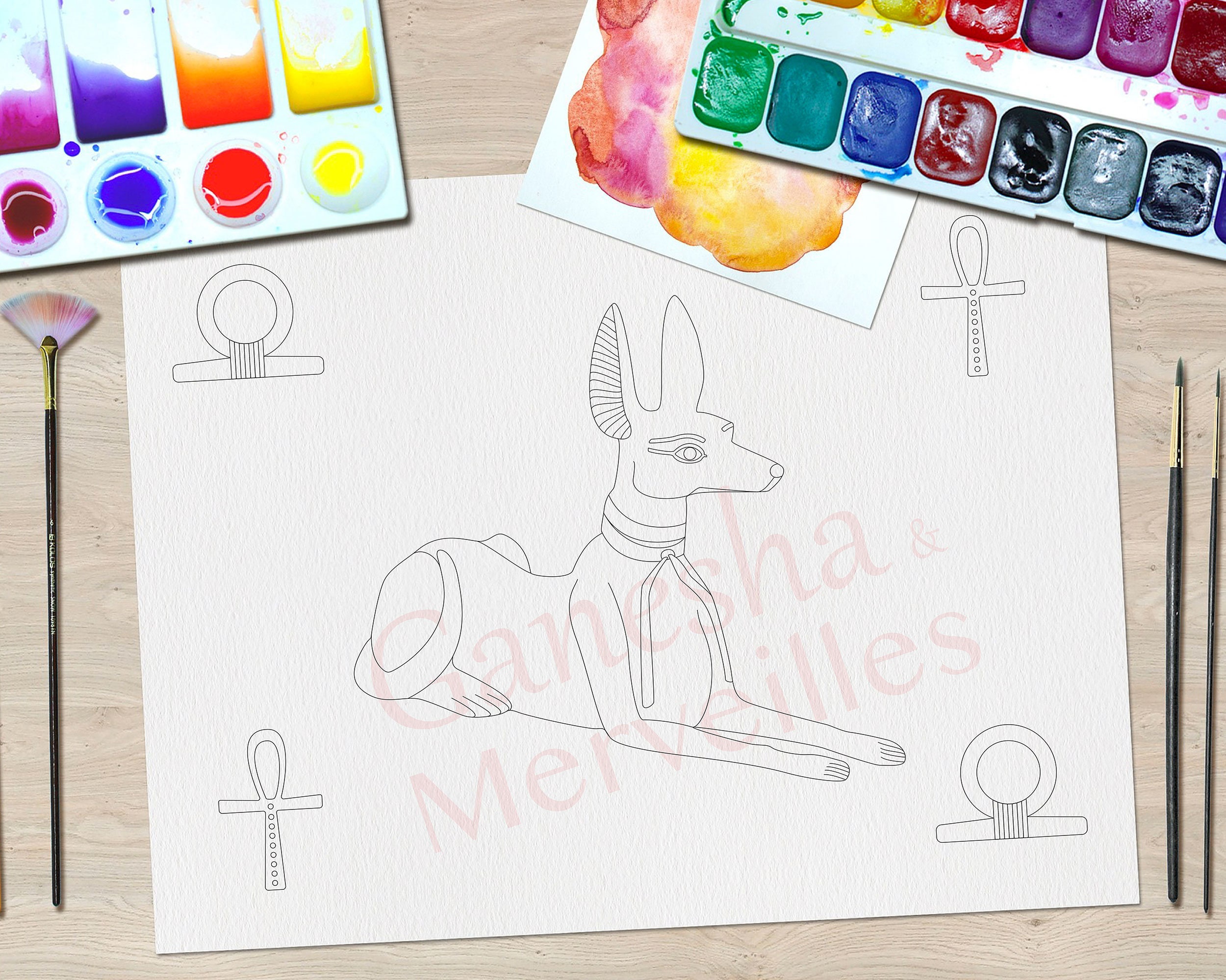 Coloring Page to Download Anubis Ancient Egypt, for Children and Adults ...