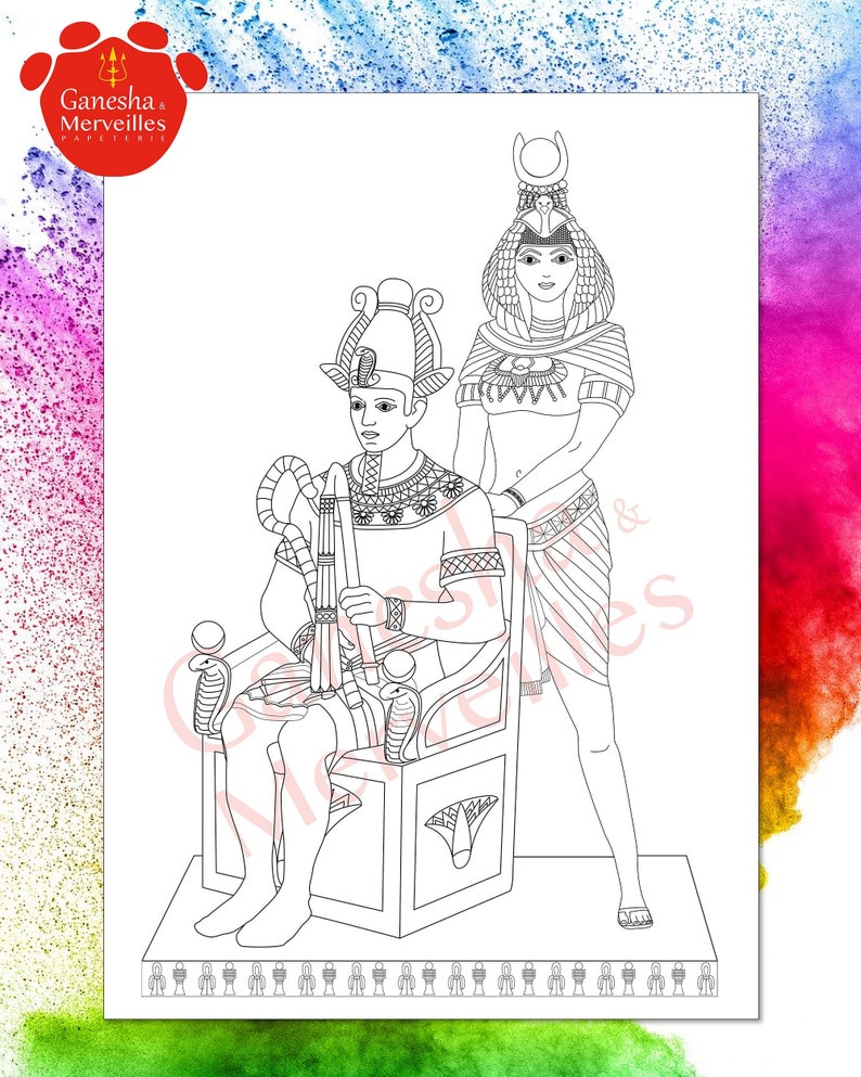 Coloring Page to Download Goddess Isis & God Osiris Ancient - Etsy Ireland