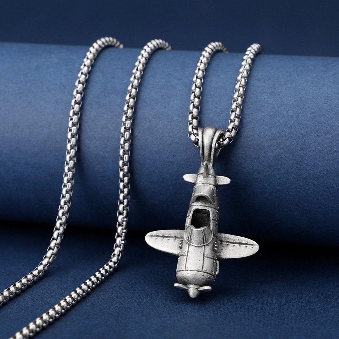 Airplane Pendant Necklace, Fashionable 3D Aircraft Necklace for Dad ...