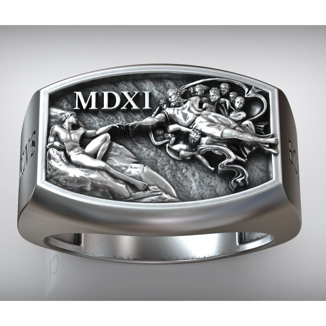 Hand of God Michaelangelo Sistine Chapel Signet,handmade Ring, Artistic ...