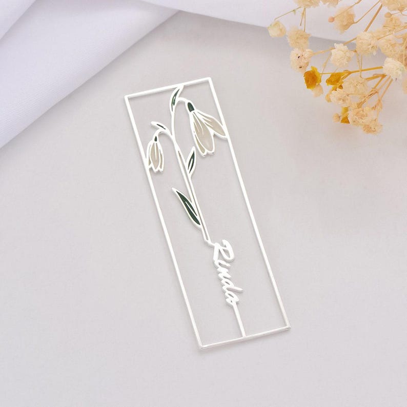 Custom Birth Flower Book Markers, Personalized Birth Flower Name ...