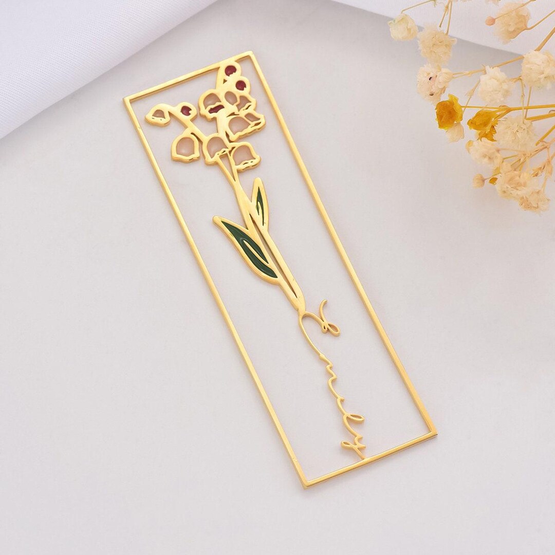 Custom Birth Flower Book Markers, Personalized Birth Flower Name ...