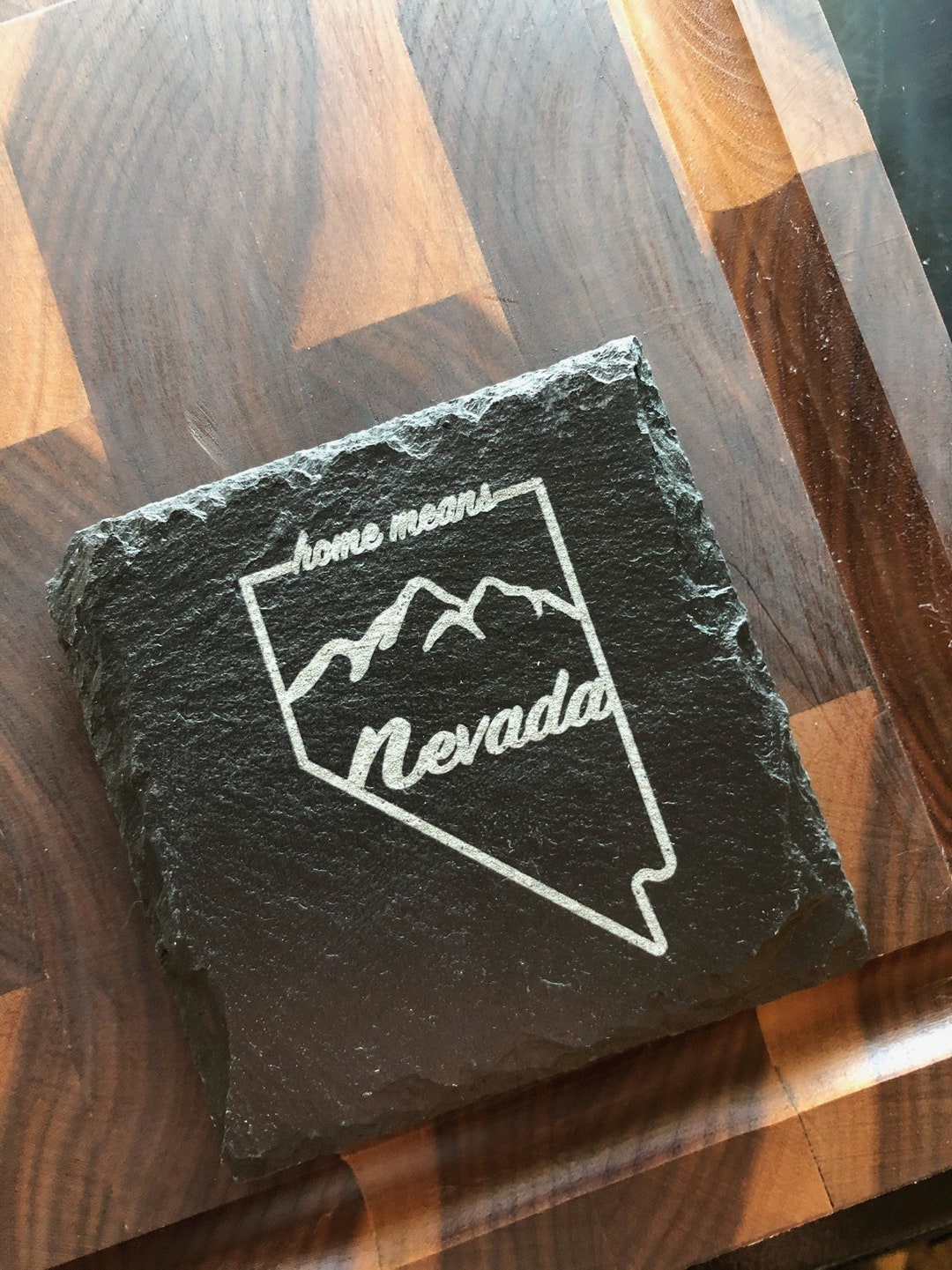 Nevada Coaster Laser Engraved Black Slate Drink Coasters Gift Home ...