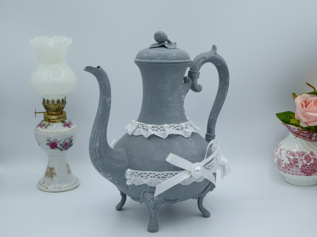 Old Coffee Maker Revamped in Gray, Lace and Frou-frou - Etsy
