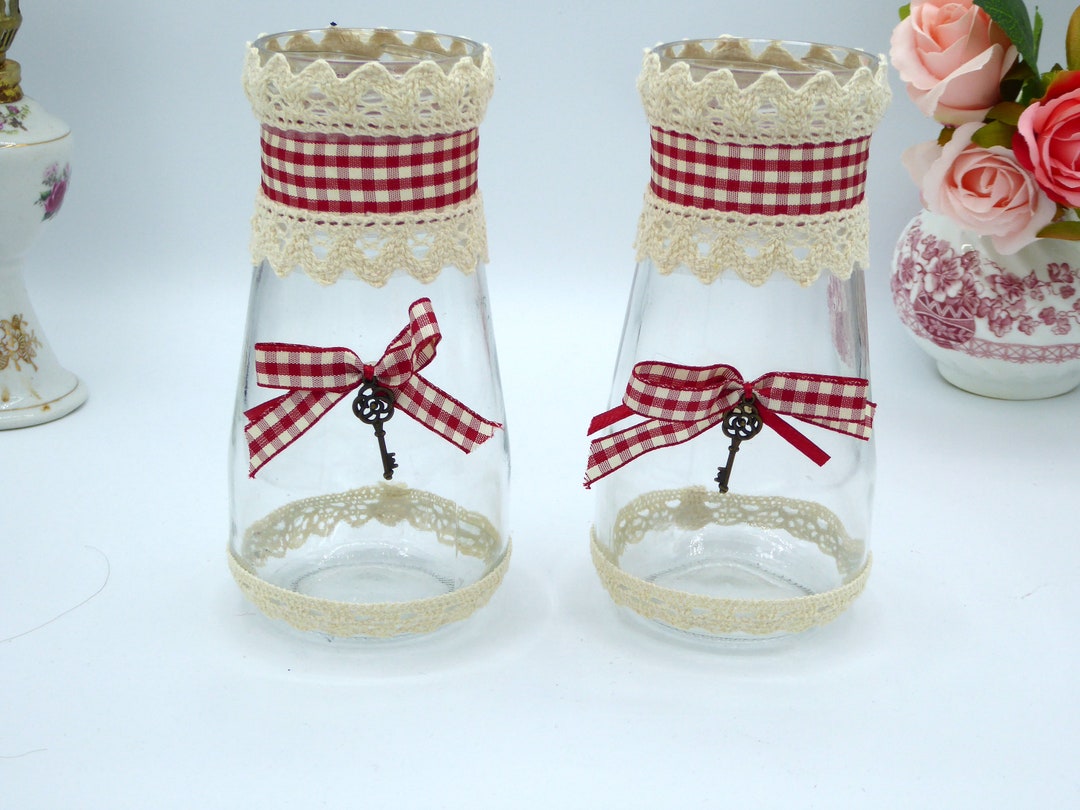 Duo of Country-style Recycled Glass Vases - Etsy
