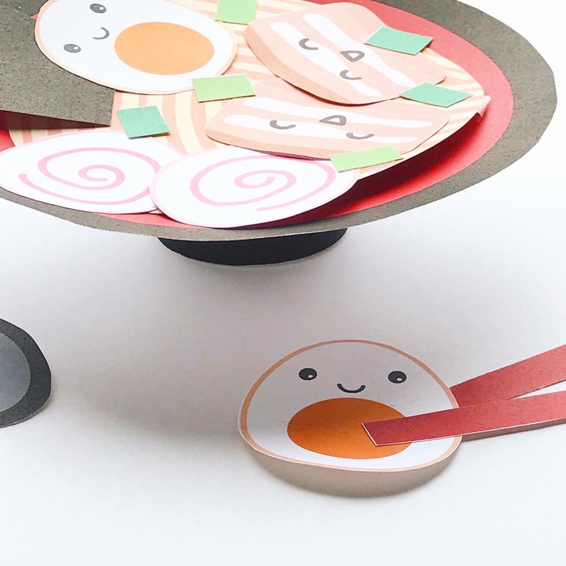 Japanese Ramen Paper Craft Kit- Free Coloring Page Included - Etsy