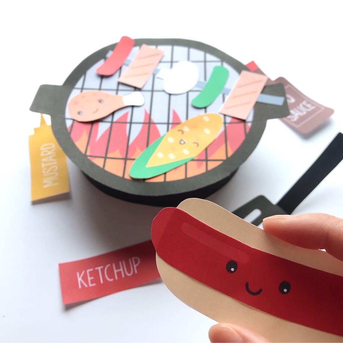 BBQ Paper Craft Kit Free Coloring Page Included - Etsy Canada