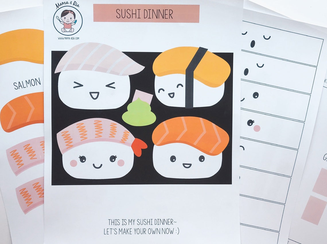 Sushi Dinner Papercraft - Free Coloring Page - Etsy UK