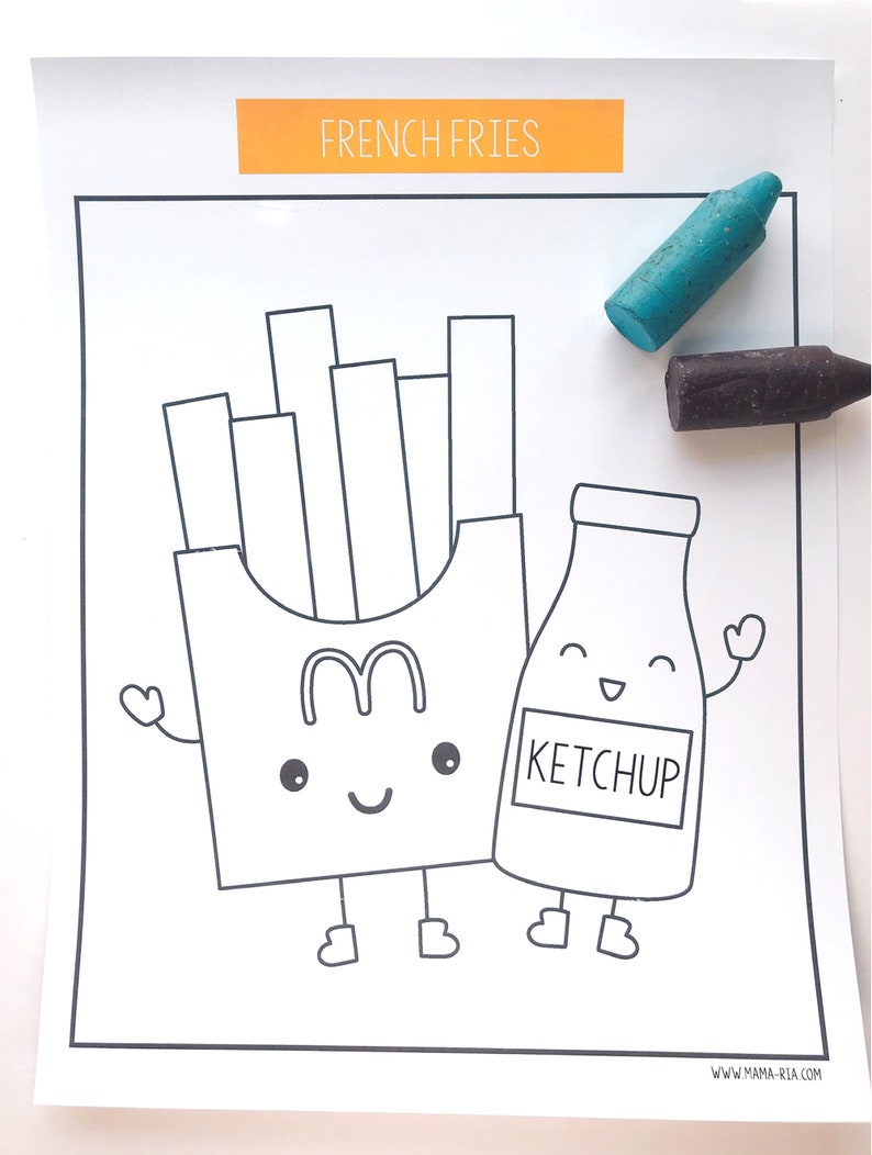 Burger and French Fries Paper Craft Kit- Free Coloring Page Included - Etsy