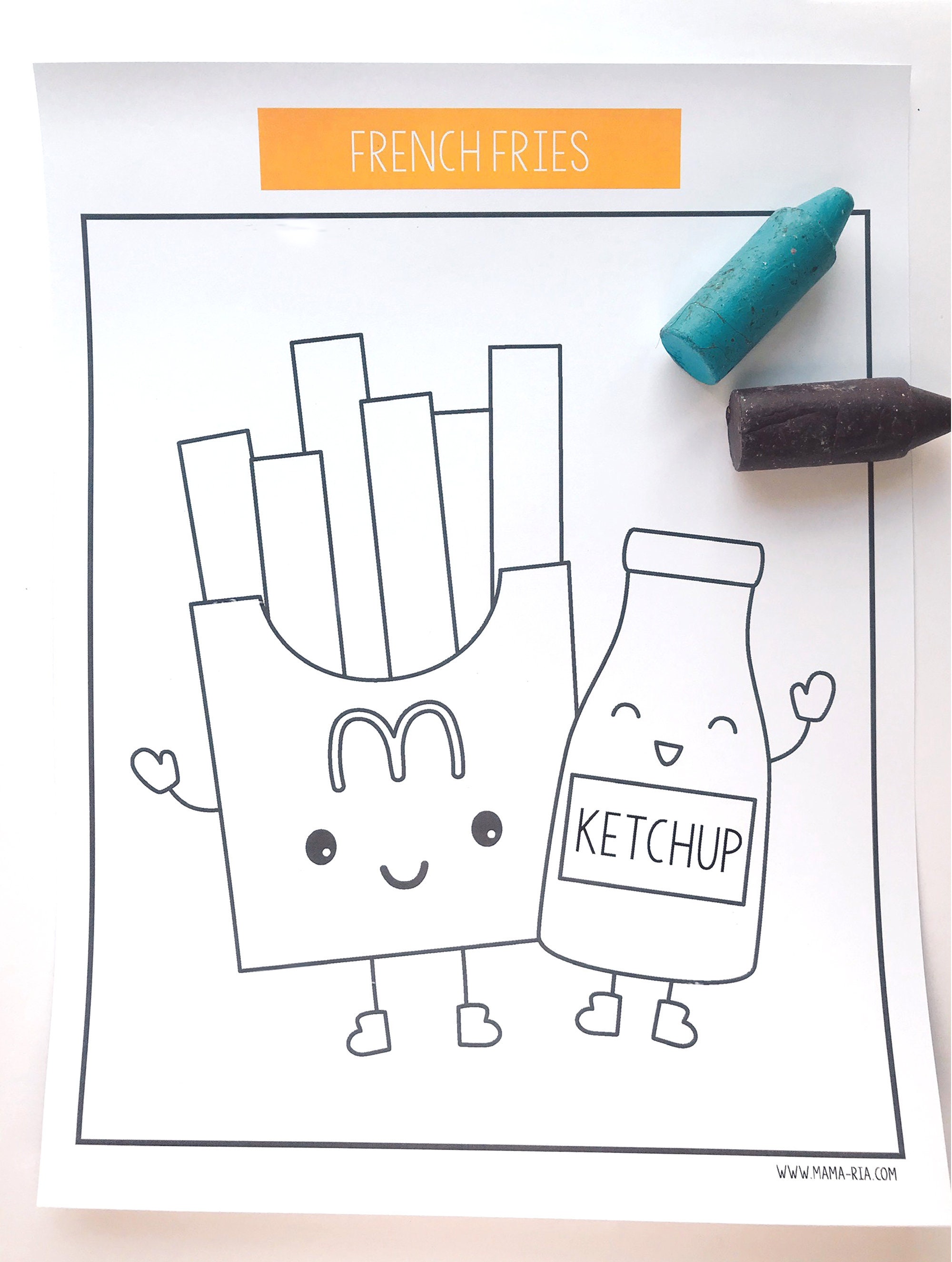 Burger and French Fries Paper Craft Kit- Free Coloring Page Included - Etsy