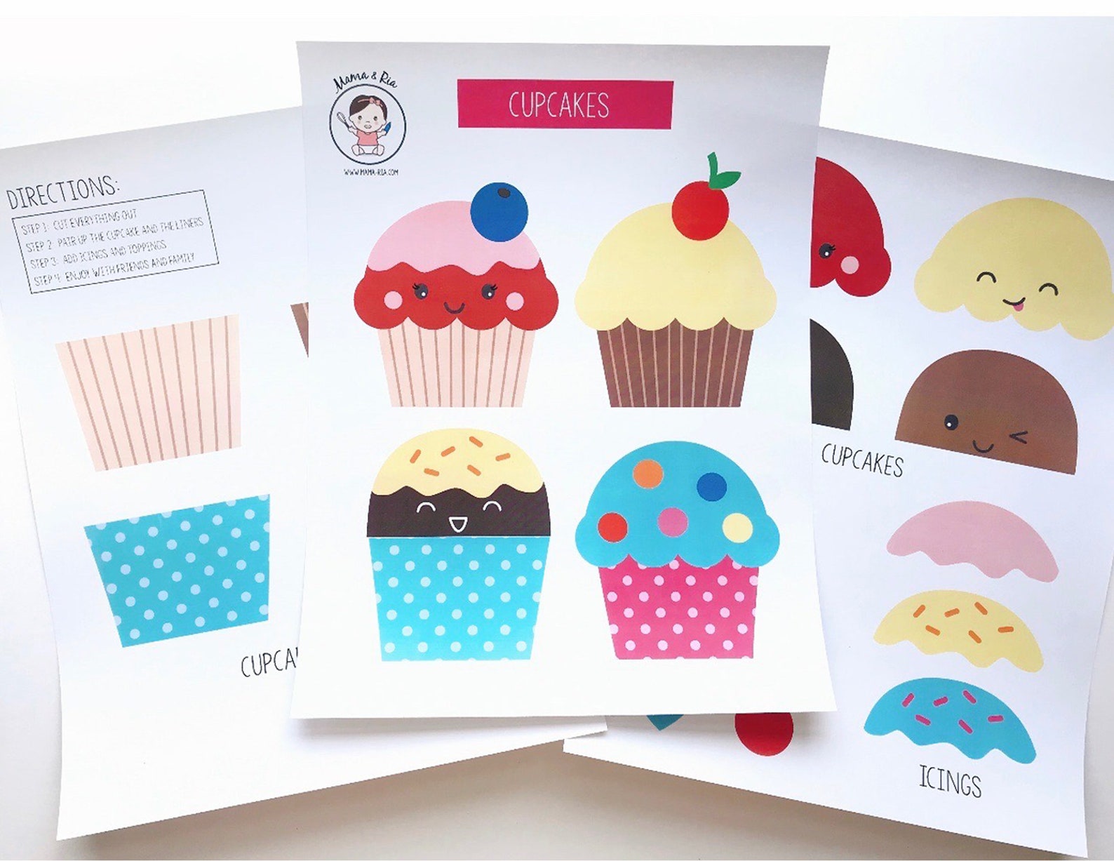 Cupcakes Paper Craft Kit- Free Coloring Page Included - Etsy
