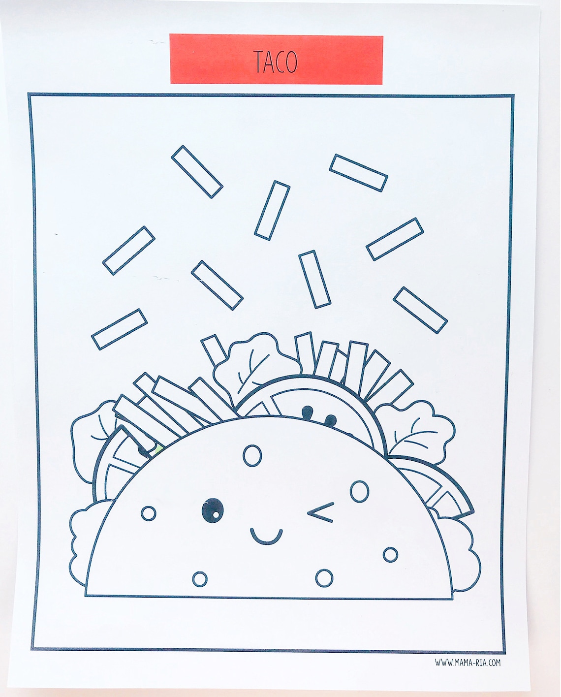 Taco Paper Craft Kit- Free Coloring Page Included. - Etsy UK