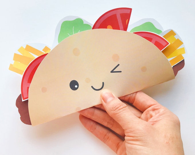 Taco Paper Craft Kit Free Coloring Page Included. - Etsy