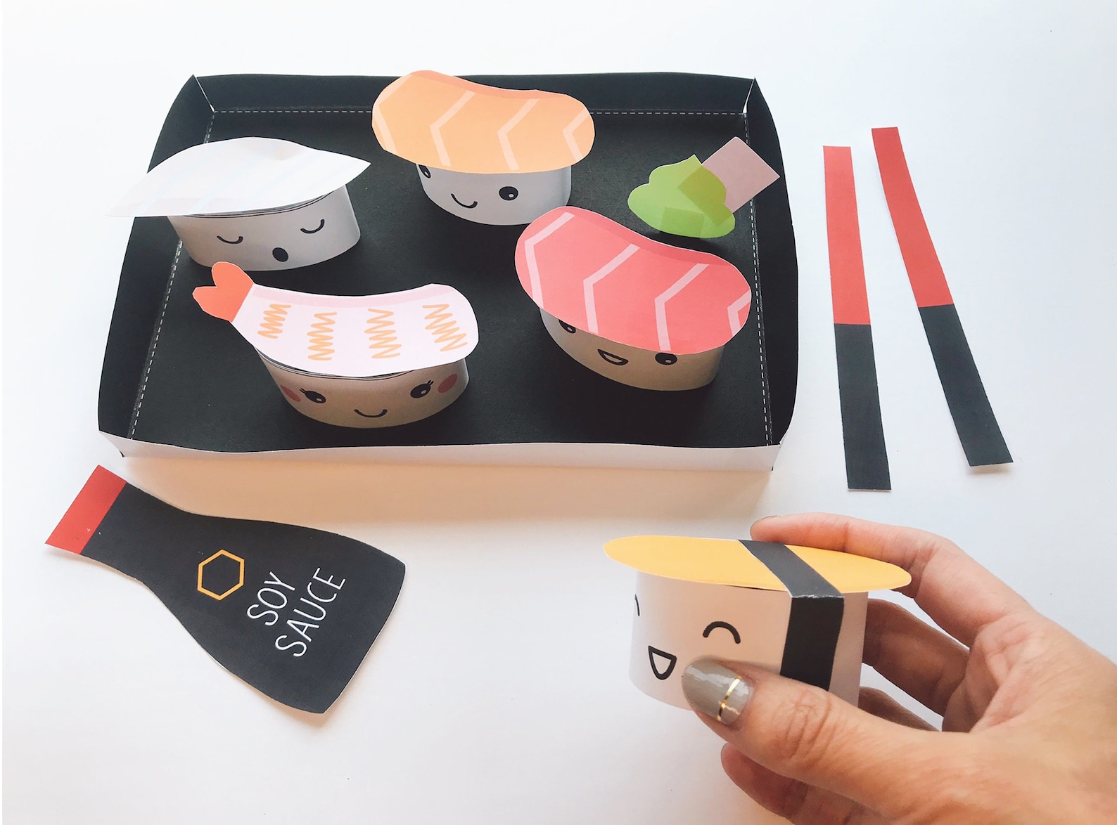 Sushi Dinner Papercraft - Free Coloring Page - Etsy UK