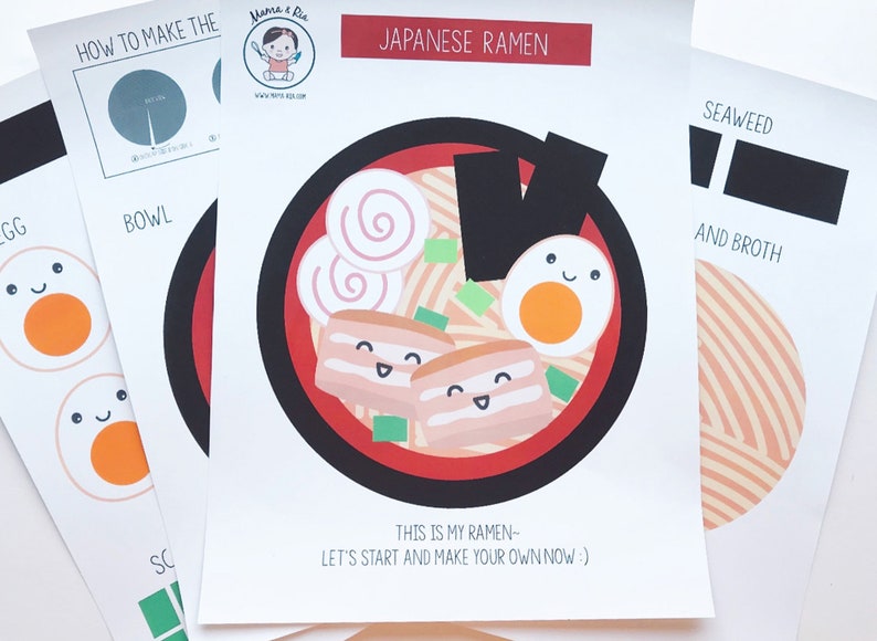 Japanese Ramen Paper Craft Kit- Free Coloring Page Included - Etsy