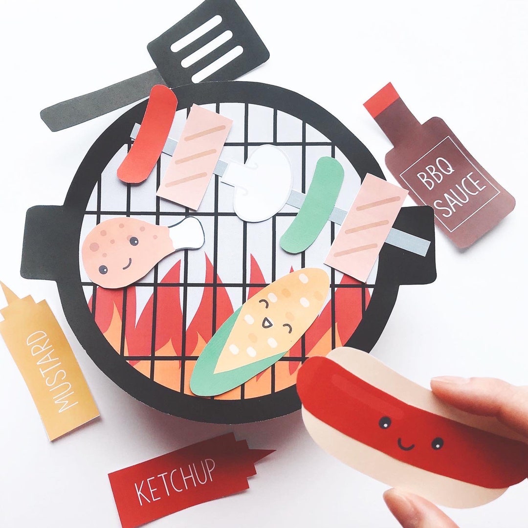 BBQ Paper Craft Kit- Free Coloring Page Included - Etsy Canada