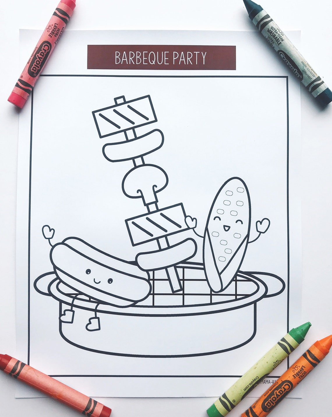 BBQ Paper Craft Kit- Free Coloring Page Included - Etsy