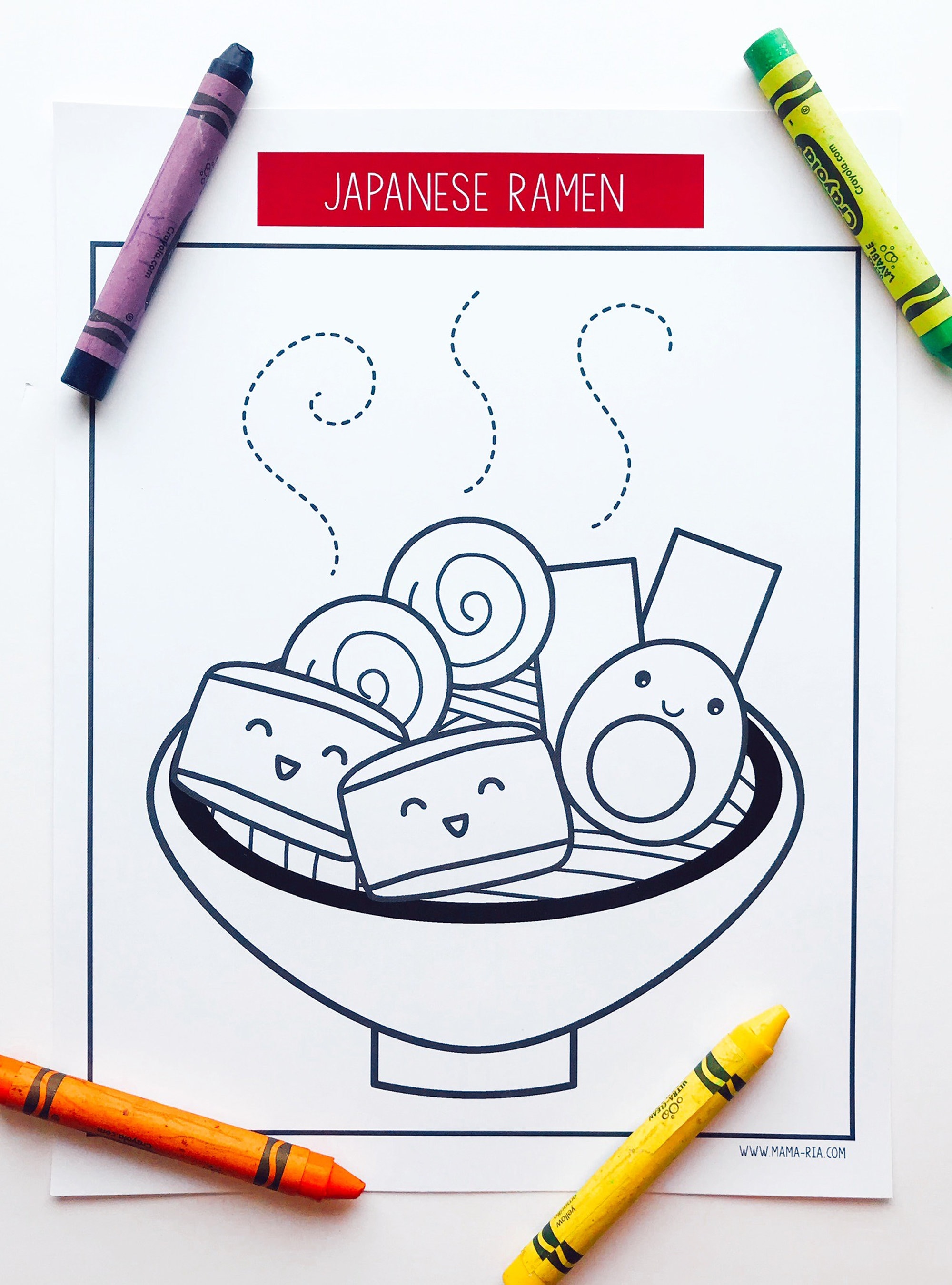 Japanese Ramen Paper Craft Kit- Free Coloring Page Included - Etsy