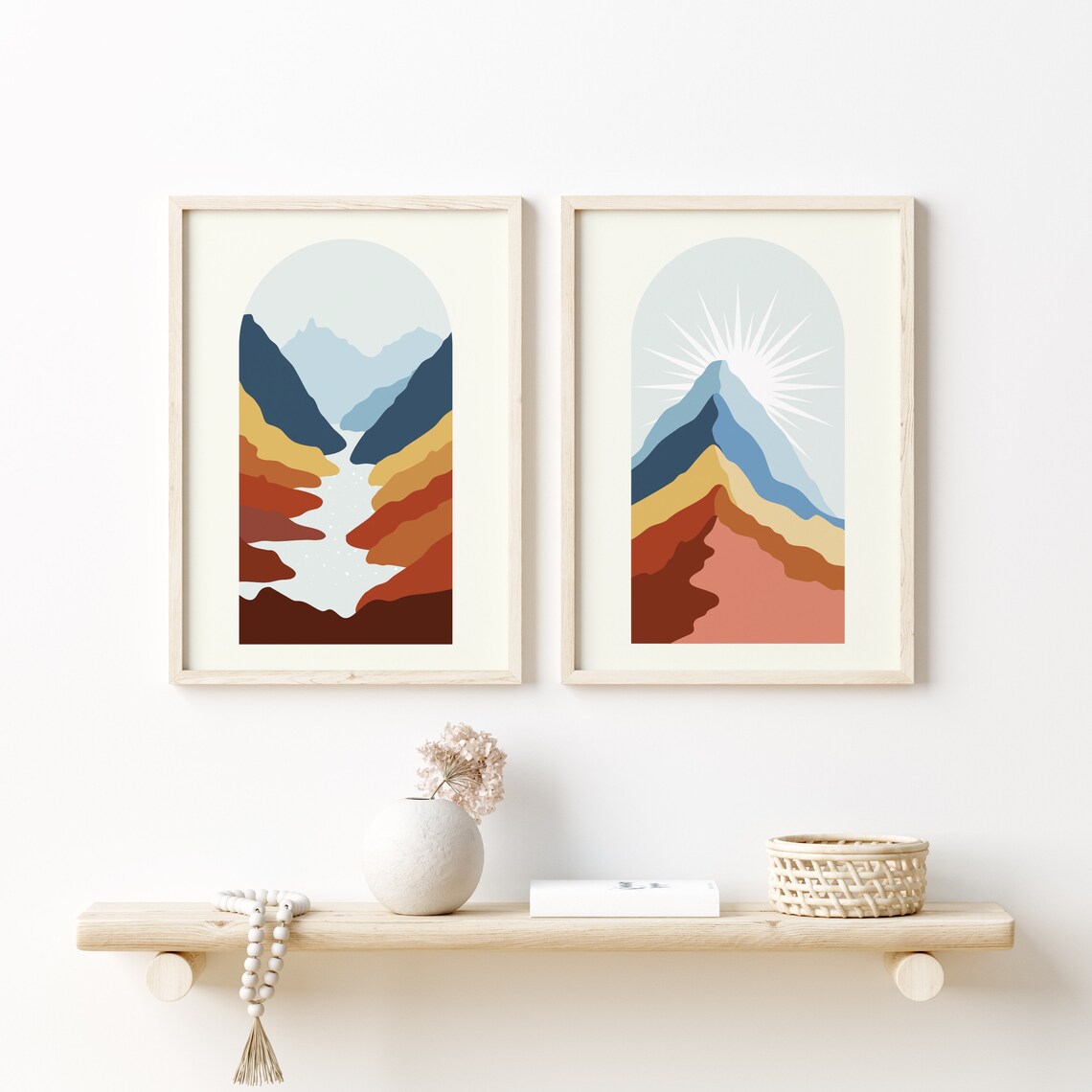 Set of 2 Mountain & Valley Landscape Wall Art Mountains Wall - Etsy