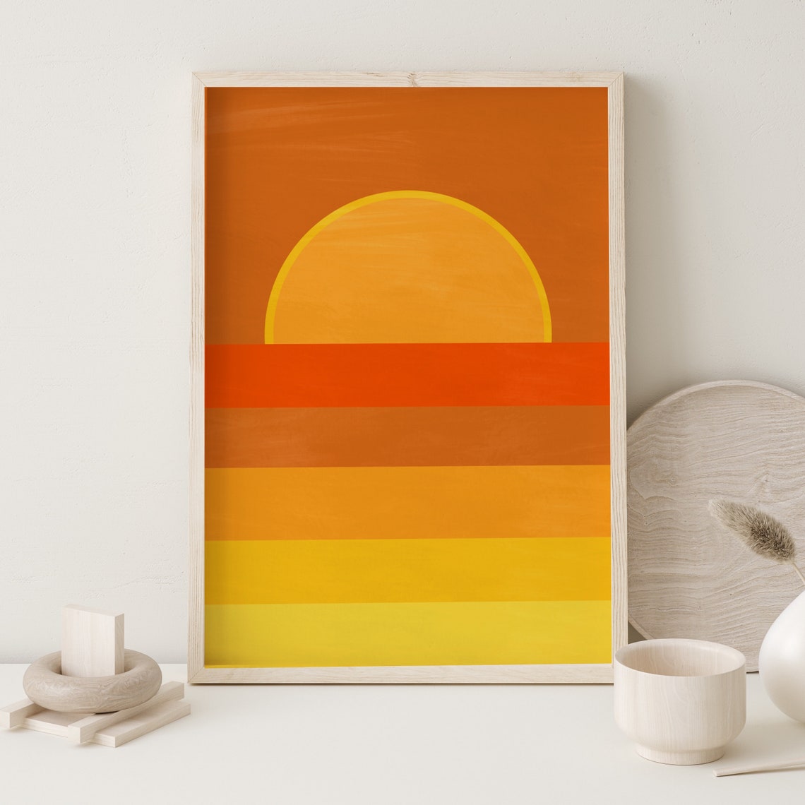 Retro Sunset Wall Art Retro Geometric Sunset Retro Home - Etsy