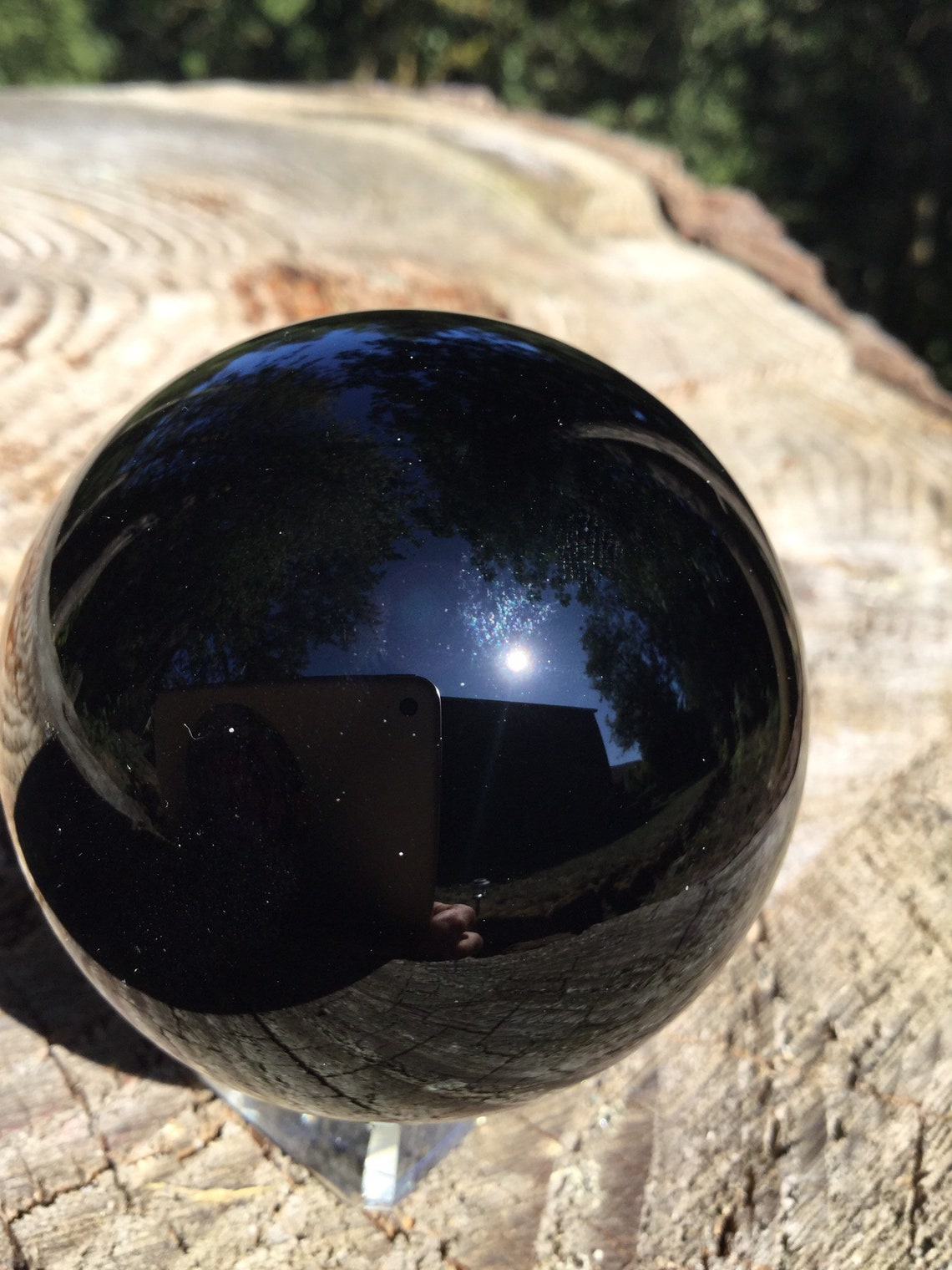 Upriverstudios Magic Crystal Ball Raven Black W/glass Stand - Etsy