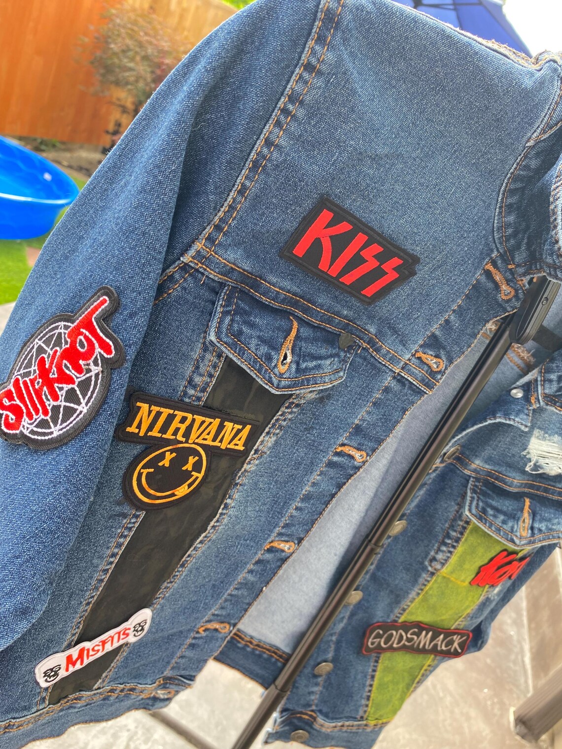 Custom Retro Style Rocker Denim Jacket With Band Patches One of a Kind ...