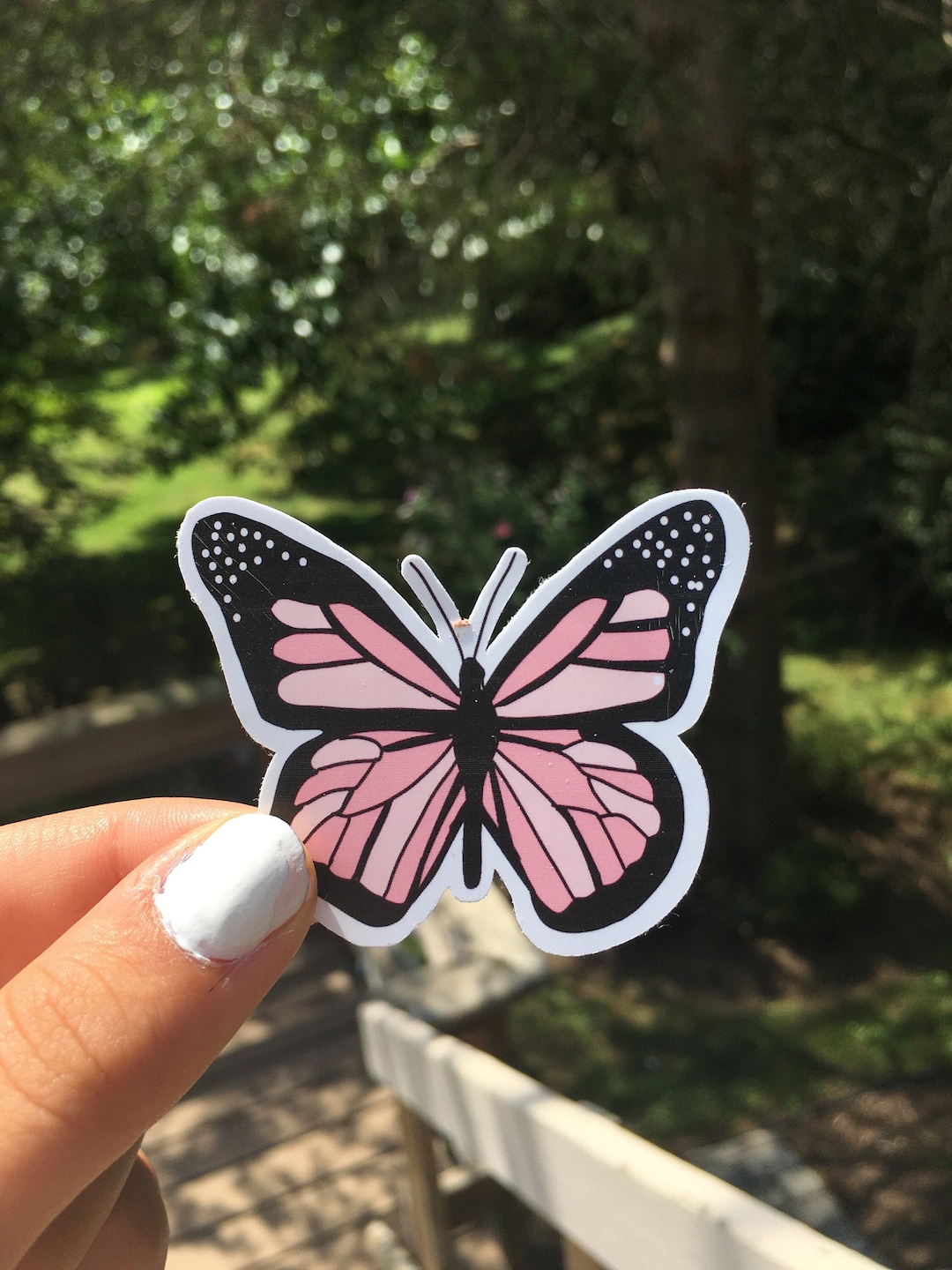 Pink Butterfly Sticker: Waterproof Vinyl Decal - Etsy