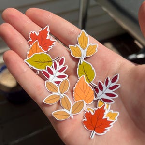 6 PCS Autumn Leaf Stickers Set- Fall Aesthetic Vinyl Stickers for ...