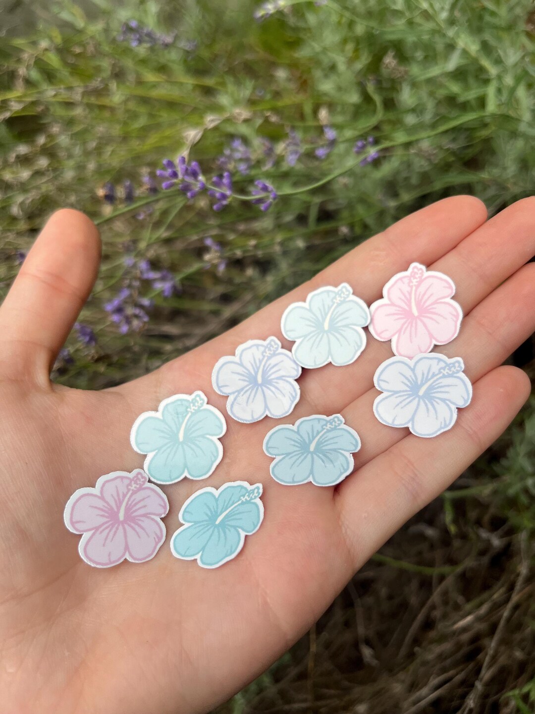 Pastel Hibiscus Flower Stickers (8 PCS) - Cute Floral Planner Stickers ...